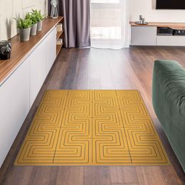 Teppich Geometrische Wellen gelb