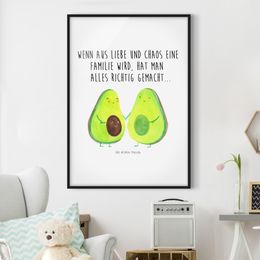 Bilderwelten Bild mit Rahmen Tiere gr&uuml;n Abstrakt Aquarell - Mr. & Mrs. Panda - Avocado - Familie - Spr&uuml;che Kinderzimmer Baby M&auml;dchen Jungen