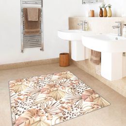 Teppich Beige Palmenblätter