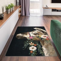 Teppich Lama mit Blumenschmuck II