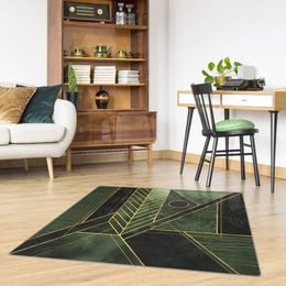 Teppich Geometrische Formen Smaragd Gold