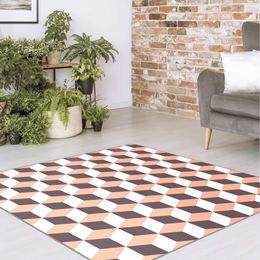 Teppich Geometrischer Fliesenmix Würfel Orange