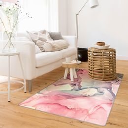 Teppich Aquarell Pastell Rosa mit Gold