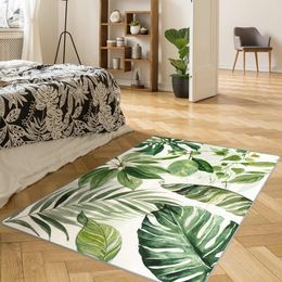 Teppich Aquarell Tropische Blätter und Ranken