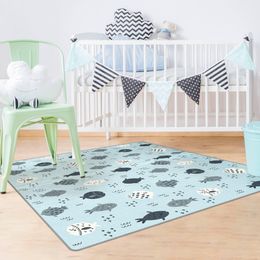 Teppich Skandinavische Fische in Pastellblau