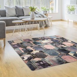 Teppich Art Deco Marmor Gold