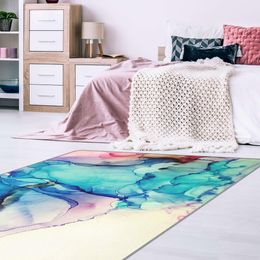Teppich Farbkomposition in Blau und Pink