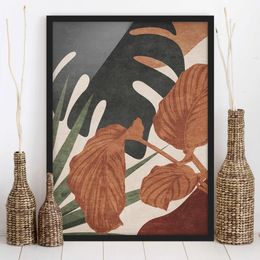 Bild mit Rahmen Tropische Boho Bl&auml;tter