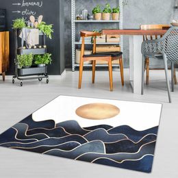 Teppich Goldene Sonne blaue Wellen