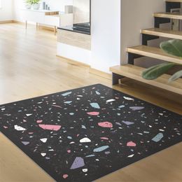 Teppich Detailliertes Terrazzo Muster Taranto mit Rahmen