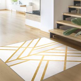 Teppich Art Deco Geometrie Weiß Gold