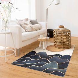 Teppich Goldene Sonne blaue Wellen