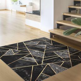 Teppich Graue Dreiecke Gold