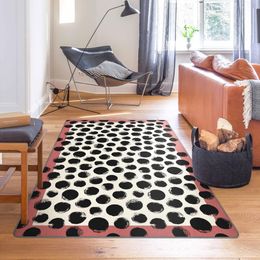 Teppich Schwarze Tusche Polkadots mit Rahmen
