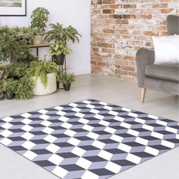 Teppich Geometrischer Fliesenmix Würfel Violett