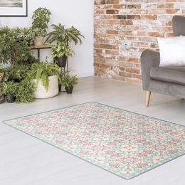Teppich Florale Fliesen Blauviolette Folklore mit Bordüre