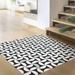 Teppich Geometrische Fliesenbögen Mintgrün mit Bordüre