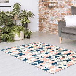 Teppich Halbkeis Muster in Blau mit Rosa