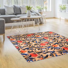 Teppich Orangen mit Blätterranken