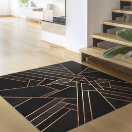 Teppich Schwarze Dreiecke Gold