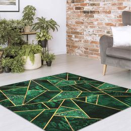 Teppich Dunkler Smaragd mit Gold