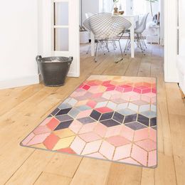 Teppich Buntes Pastell goldene Geometrie