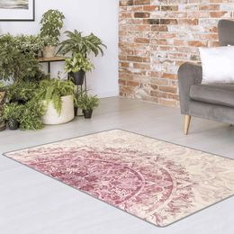 Teppich Mandala Aquarell Ornament halbkreis rot
