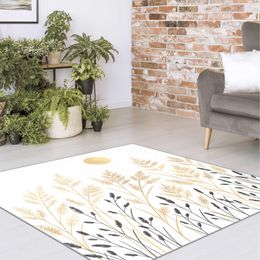 Teppich Gräser und Mond in Gold und Schwarz