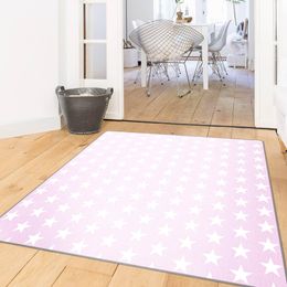 Teppich Weiße Sterne auf Rosa