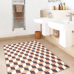 Teppich Geometrischer Fliesenmix Würfel Orange
