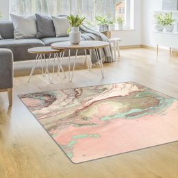 Teppich Farbexperimente Marmor Rose und Türkis