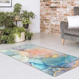 Teppich Aquarell Pastell Bunt mit Gold