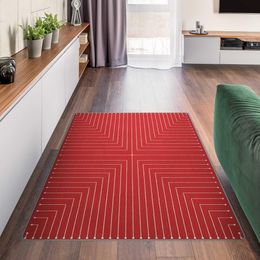 Teppich Geometrische Ecken rot