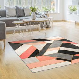 Teppich Geometrie Rosa und Gold