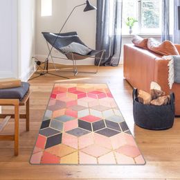 Teppich Buntes Pastell goldene Geometrie