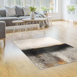 Teppich Abstrakter Goldener Horizont Schwarz Weiß