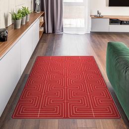Teppich Geometrische Wellen rot