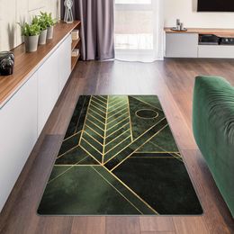 Teppich Geometrische Formen Smaragd Gold