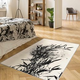 Teppich Grafische Pflanzenwelt - Schwarzer Bambus