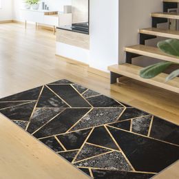 Teppich Graue Dreiecke Gold