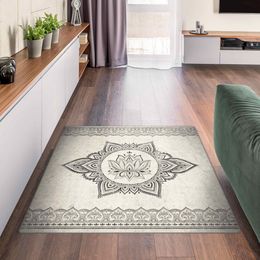 Teppich Mandala Lotus Betonoptik