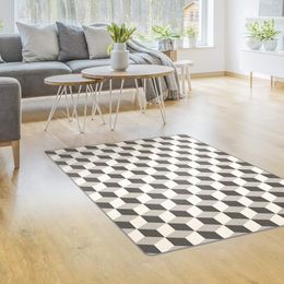 Teppich Geometrischer Fliesenmix Würfel Grau