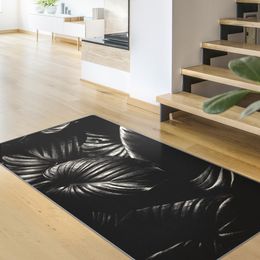 Teppich Schwarz Weiß Botanik Hosta