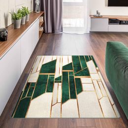 Teppich Emerald und Gold Geometrie