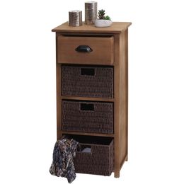 Kommode MCW-K84 mit Körben, Schrank Schubladenschrank, Holz 83x40x29cm ~ dunkelbraun, Körbe dunkelbraun