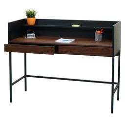 Schreibtisch MCW-J79, B&uuml;rotisch Computertisch Arbeitstisch, Schublade 120x50cm Holz Metall ~ Walnuss-Optik