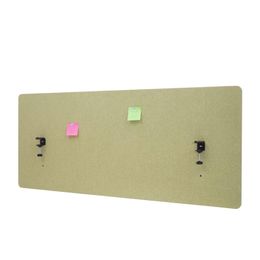 Akustik-Tischtrennwand MCW-G75, Büro-Sichtschutz Schreibtisch Pinnwand, doppelwandig Stoff/Textil ~ 60x140cm grün