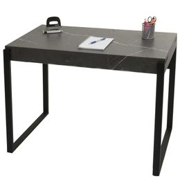 Schreibtisch MCW-L53, B&uuml;rotisch Computertisch Arbeitstisch, Metall 100x54cm ~ Marmor-Optik grau