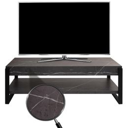 TV-Rack MCW-L53, Fernsehtisch Lowboard TV-Tisch, Metall 42x120x44cm ~ Marmor-Optik grau