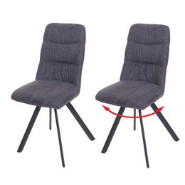 2er-Set Esszimmerstuhl MCW-J69, K&uuml;chenstuhl Stuhl, drehbar Auto-Position, Samt ~ anthrazit